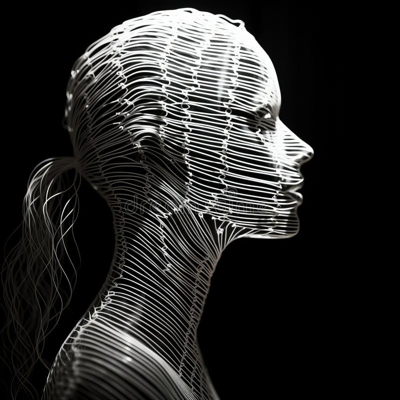 Contemporary Art Silhouette Profile with String Art Composition Stock ...