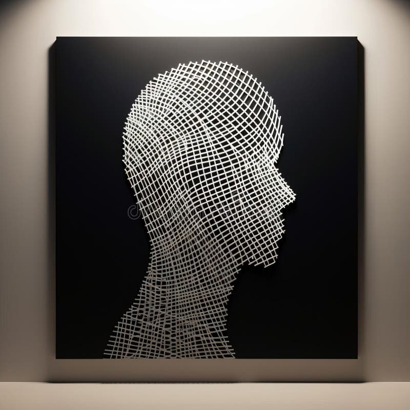 Contemporary Art Silhouette Profile in String Art Style Composition ...