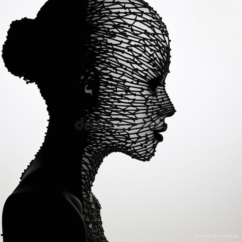 Contemporary Art Silhouette Profile in String Art Style Composition ...