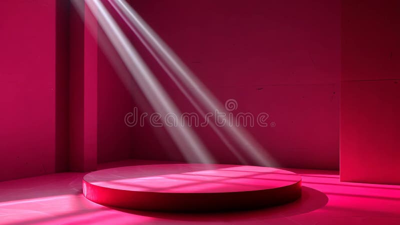 Modern Art Space with Vibrant Red Lighting and Spotlight Effects during ...
