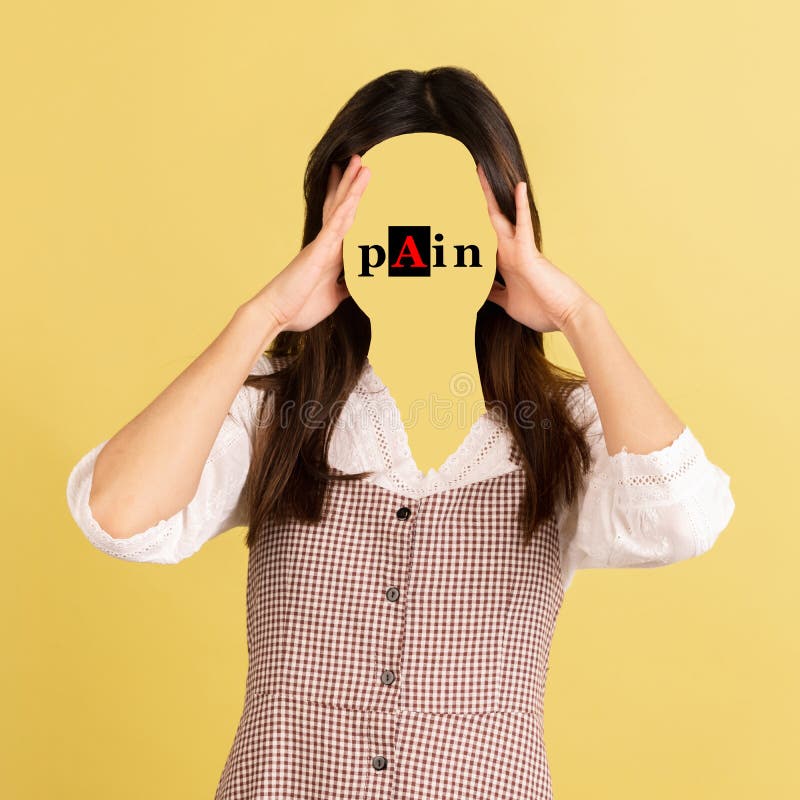 Contemporary Artwork Conceptual Portrait Of Faceless Woman With Word