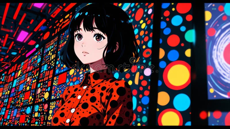Anime Girl in a Vibrant Abstract Painting with Colorful Artistic ...