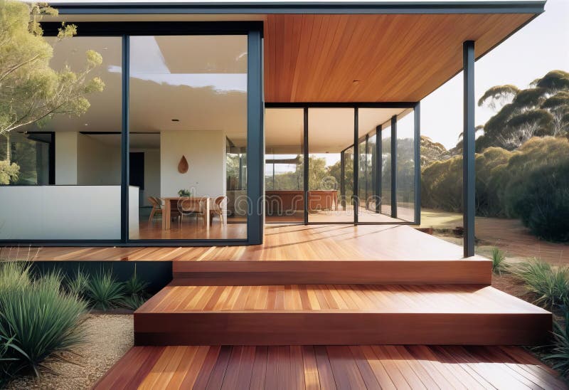 A Contemporary Australian Home S Front Entry and Deck Stock ...