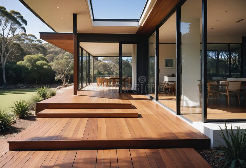 A Contemporary Australian Home S Front Entry and Deck Stock ...