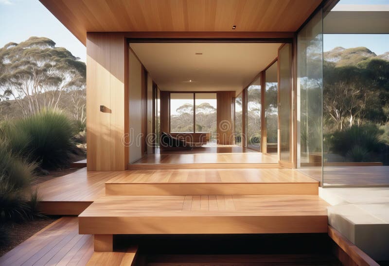 A Contemporary Australian Home S Front Entry and Deck Stock ...