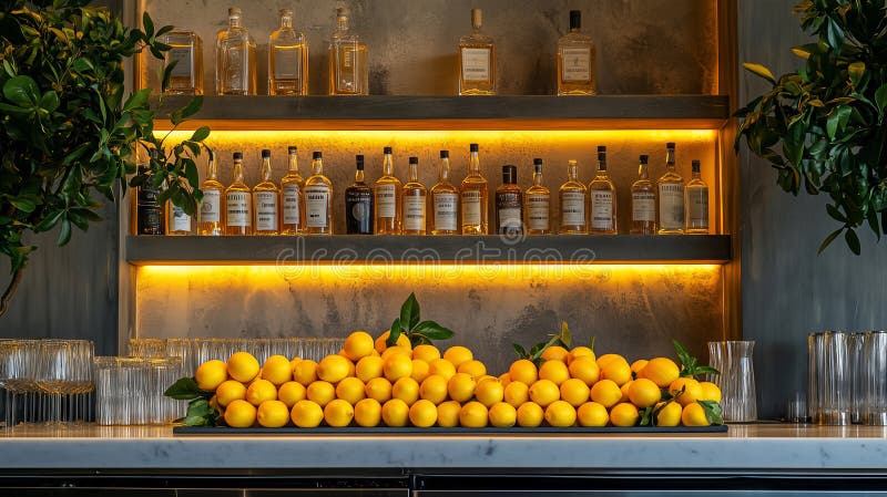 Contemporary Bar Interior Showcases Vibrant Limoncello Amidst Elegant ...