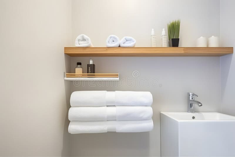Contemporary Bathroom with an Empty Wall and a Small Shelf Holding ...