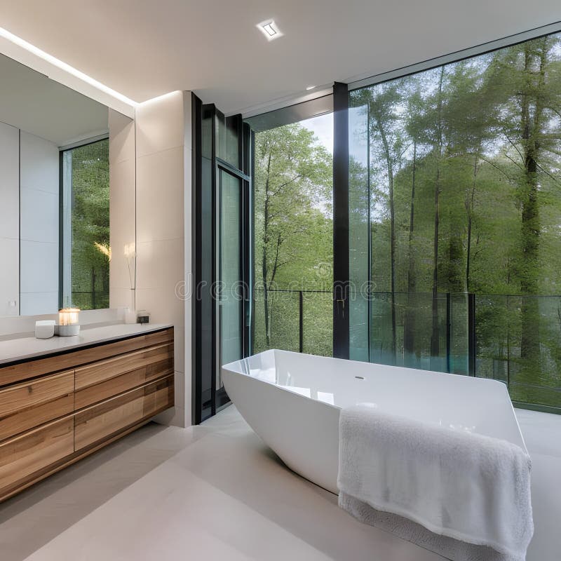 11 A Contemporary Bathroom With A Freestanding Bathtub Glass Shower