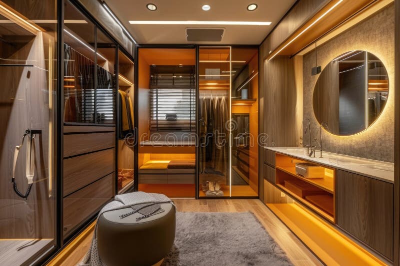 Contemporary Bathroom Interior with Spacious Walk-in Shower. Suitable ...