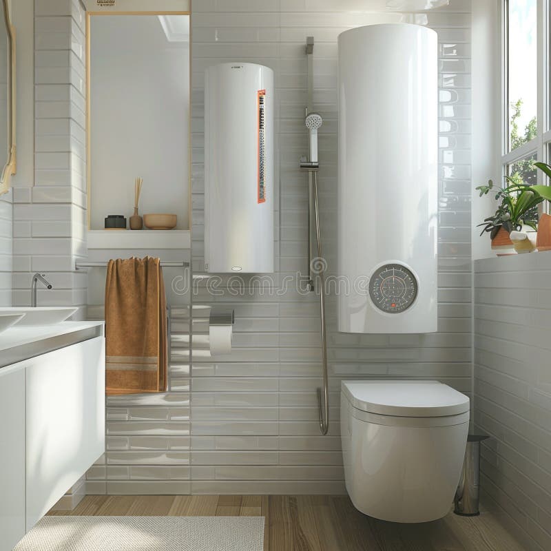 A Contemporary Bathroom Setup Featuring a Toilet, Sink, and Shower ...
