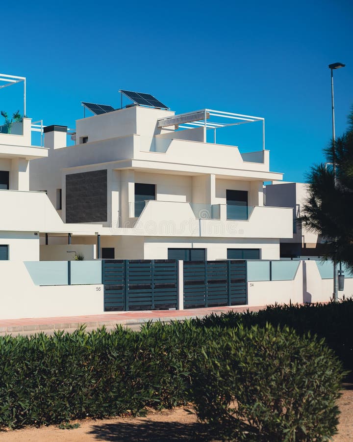 There is a Modern Building on a Sunny Day on the Beach Stock Image ...