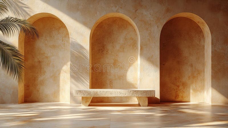 Contemporary Bench in Neutral Interior Stock Illustration ...