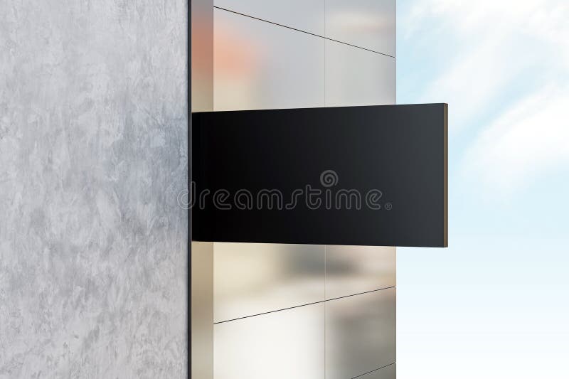 Contemporary Black Signboard Mockup on a Modern Building with Sky ...