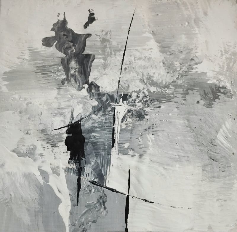 Contemporary Black and White Negative Grey Composition Abstract ...