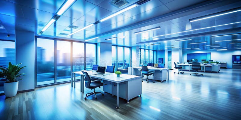 Contemporary Blue Office Background Stock Illustration - Illustration ...