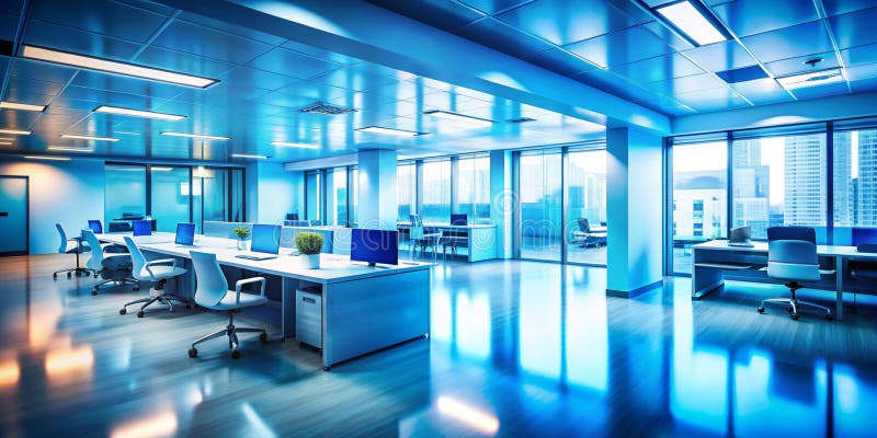 Contemporary Blue Office Background Stock Illustration - Illustration ...