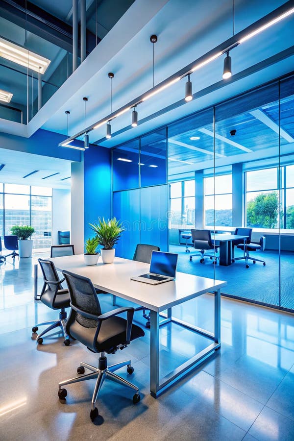 Contemporary Blue Office Background Stock Illustration - Illustration ...