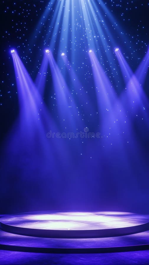 A Contemporary Blue Stage Featuring a Spotlight and Digital Accents ...