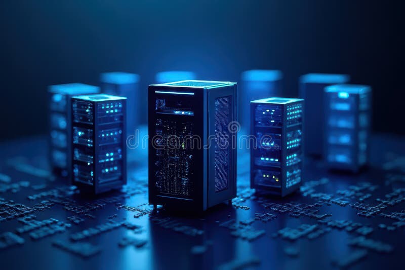 Contemporary Blue Team Server Setup Stock Illustration - Illustration ...
