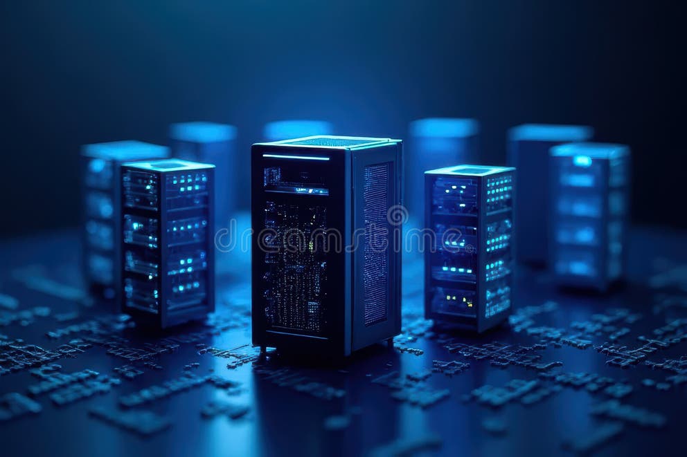 Contemporary Blue Team Server Setup Stock Illustration - Illustration ...