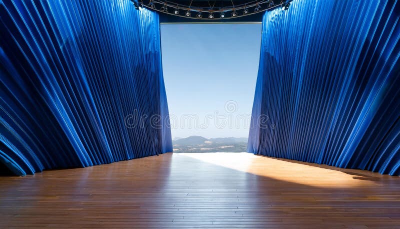 Contemporary Blue Theater Stage Design with Empty Mock Up Place ...