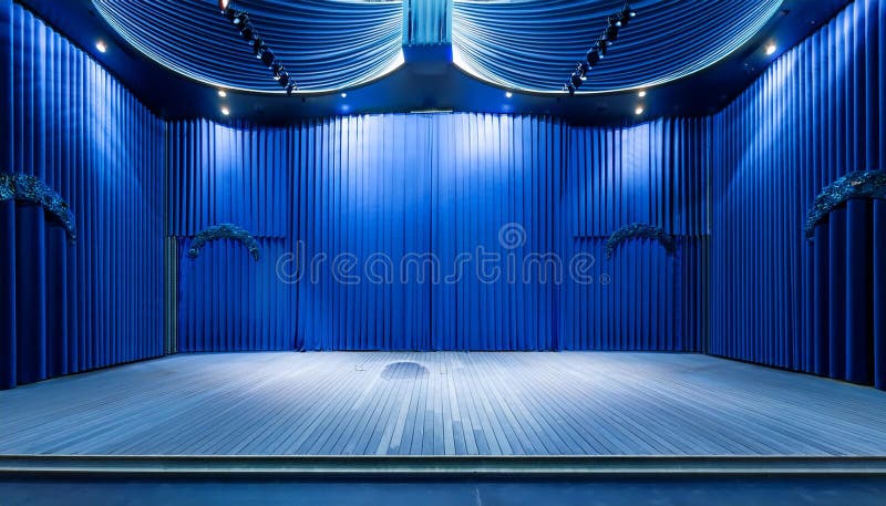 Contemporary Blue Theater Stage Design with Empty Mock Up Place ...