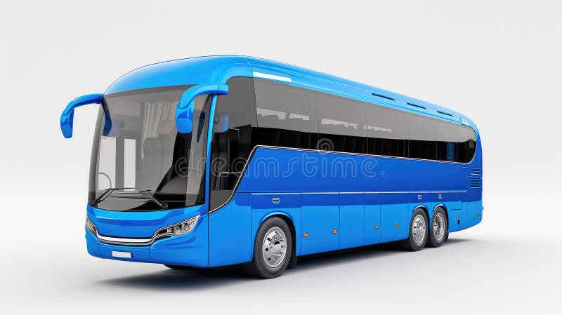Contemporary Blue Travel Bus on White Background. Stock Illustration ...