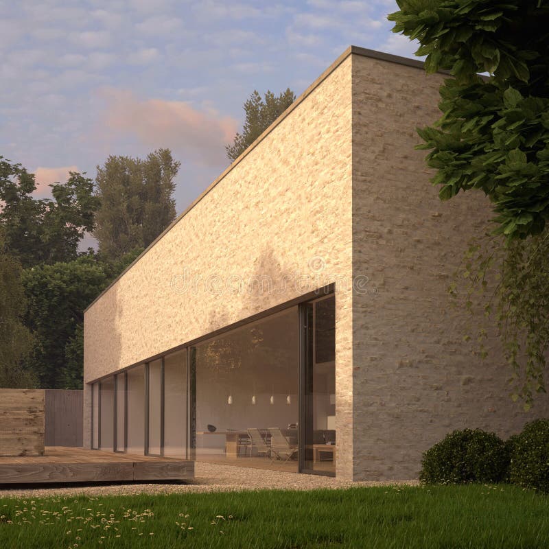 Contemporary Brick House With Garden Royalty Free Stock Photos - Image ...