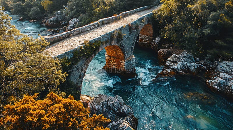 Contemporary Bridge on Ocean Forest Front Aerial View Landscape ...