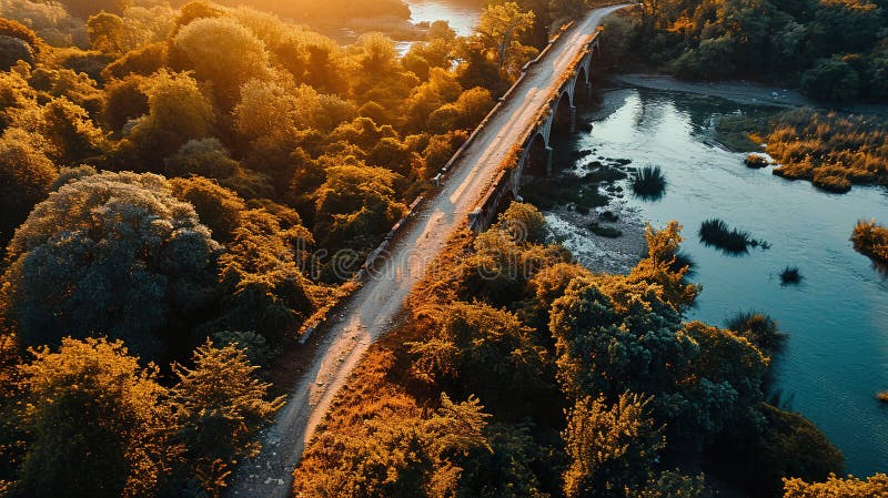 Contemporary Bridge on Ocean Forest Front Aerial View Landscape ...