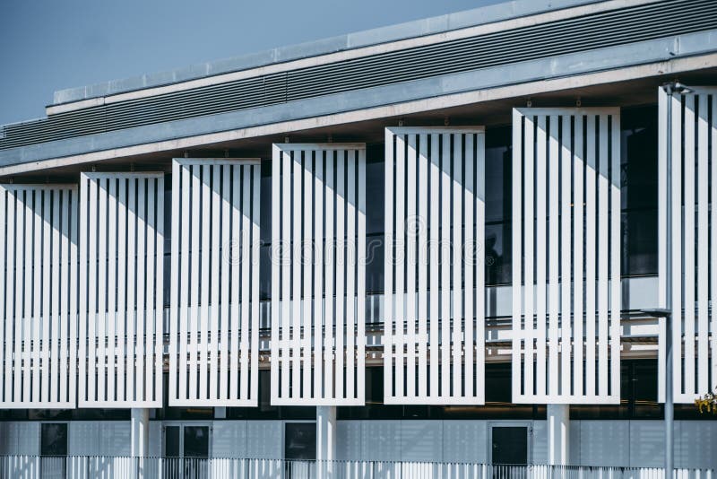 Contemporary Bright Building Facade Stock Image - Image of covering ...