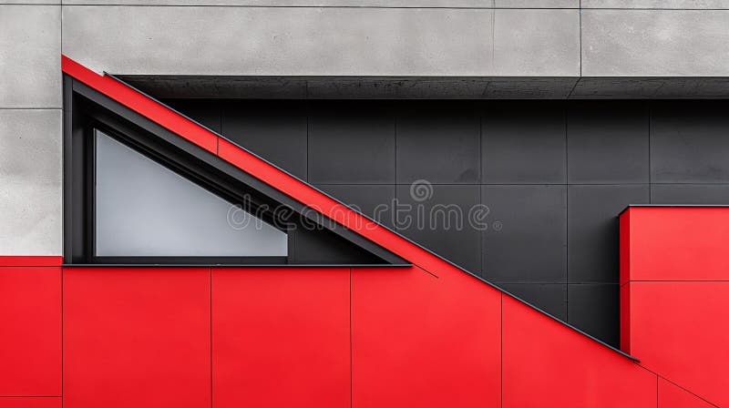 Modern Architecture Facade Geometric Design Red White Black Panels ...