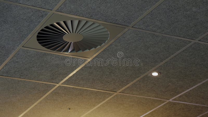 Modern Ceiling Fan Integrated into Textured Ceiling at Office Stock ...