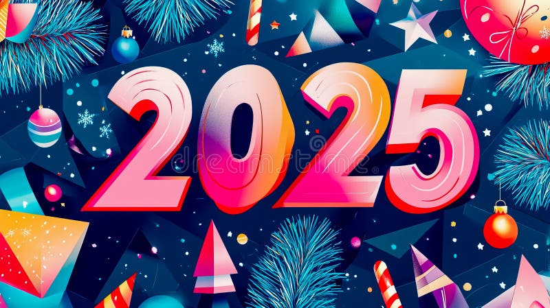 A Contemporary Christmas and New Year S Card for 2025 Featuring Bold ...