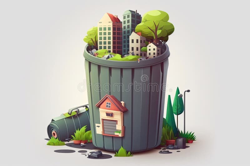 Contemporary City Garbage Can. City Wearable Accessories Stock ...
