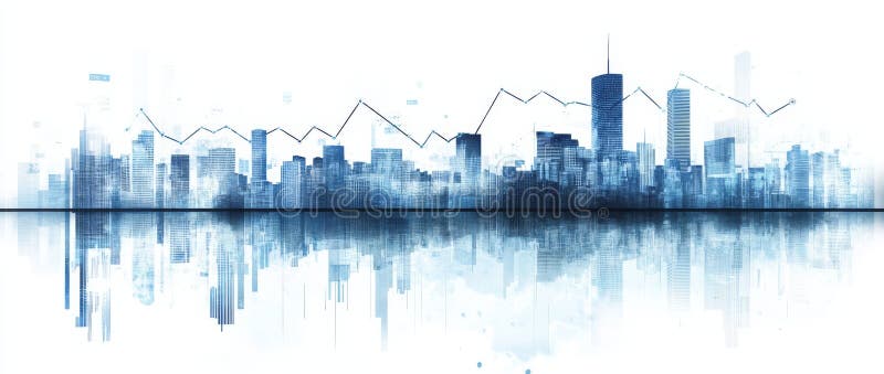 A Contemporary City Skyline with Abstract Data Visualizations and ...