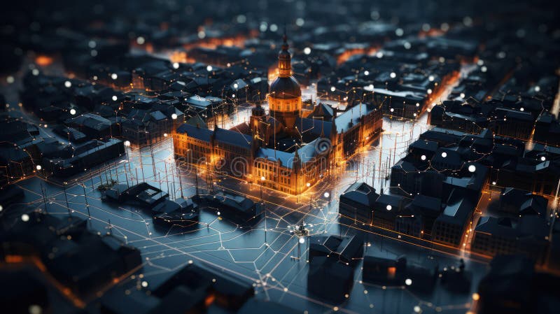 Contemporary Cityscape Modern Architecture Design with Glowing Lights ...