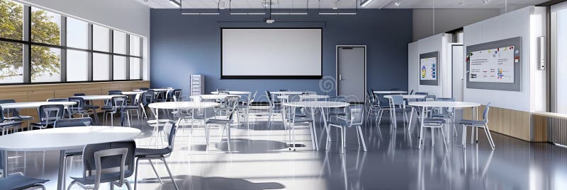 A Contemporary Classroom Designed for Collaborative Learning, Featuring ...