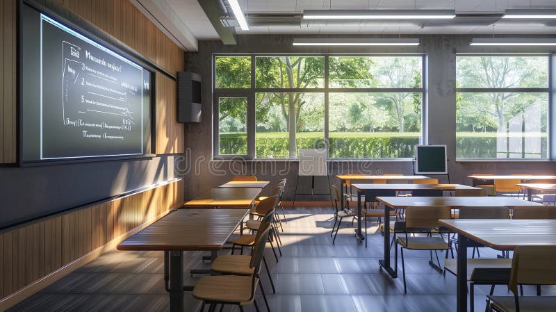 A Contemporary Classroom with Interactive Panels and AI Assistants ...