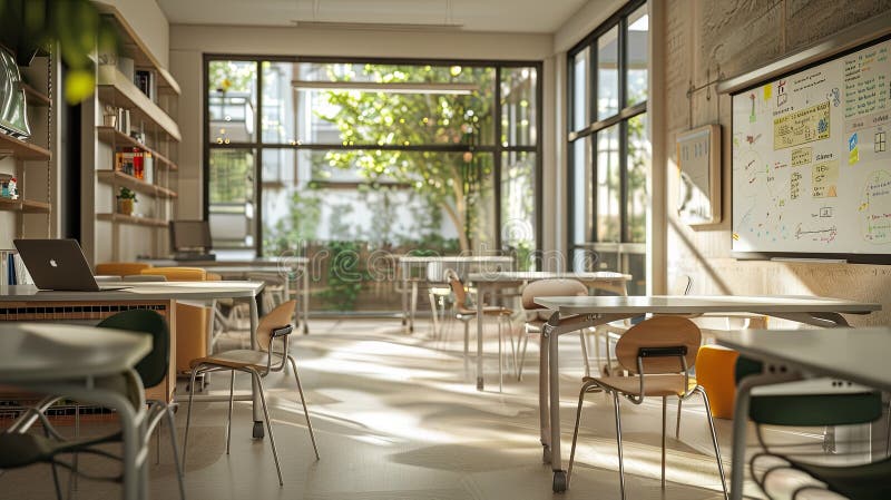 A Contemporary Classroom with Interactive Panels and AI Assistants ...