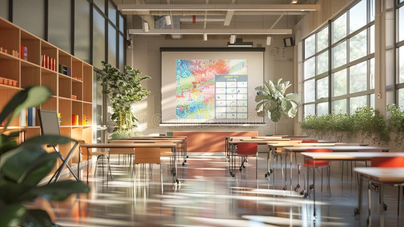 A Contemporary Classroom with Interactive Panels and AI Assistants ...