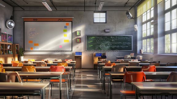 A Contemporary Classroom with Interactive Panels and AI Assistants for an Enhanced Learning ...