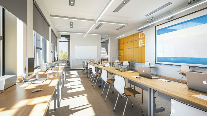 Contemporary Classroom Interactive Panels Ai Assistants Providing ...