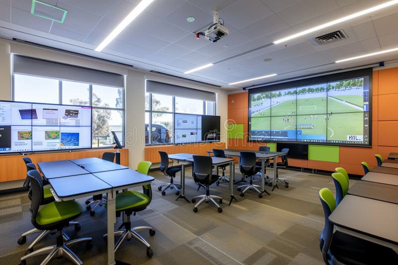 A Contemporary Classroom with Large Interactive Panels and AI ...