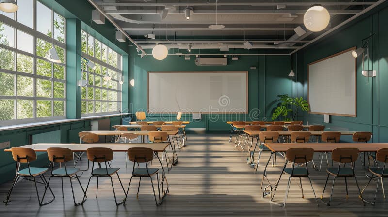 A Contemporary Classroom Setting Showcasing Innovative Technology and ...