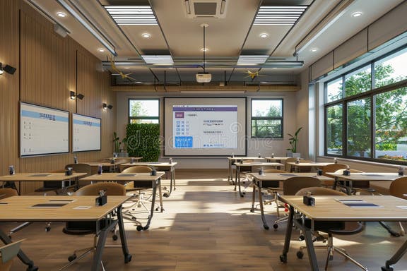 A Contemporary Classroom or Study Space Equipped with Interactive ...
