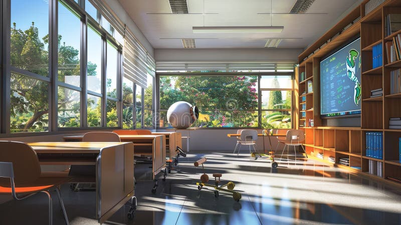 A Contemporary Classroom or Study Space Featuring Interactive Panels ...