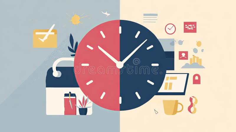 Modern Clock with Various Icons - Time Management Concept Stock ...