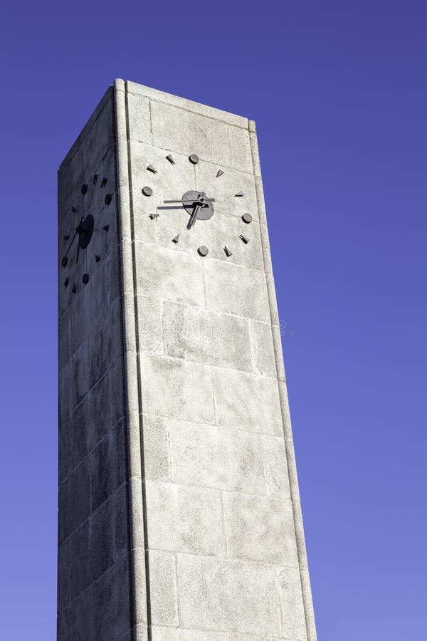 Contemporary Clock Tower Against Blue Sky Stock Image - Image of ...