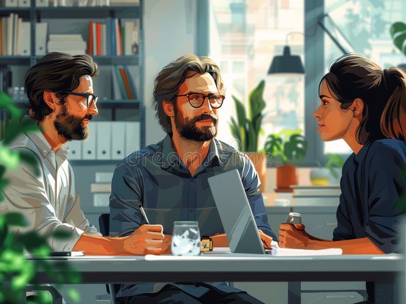 Contemporary Collaboration: Diverse Team in Modern Office Generated by ...